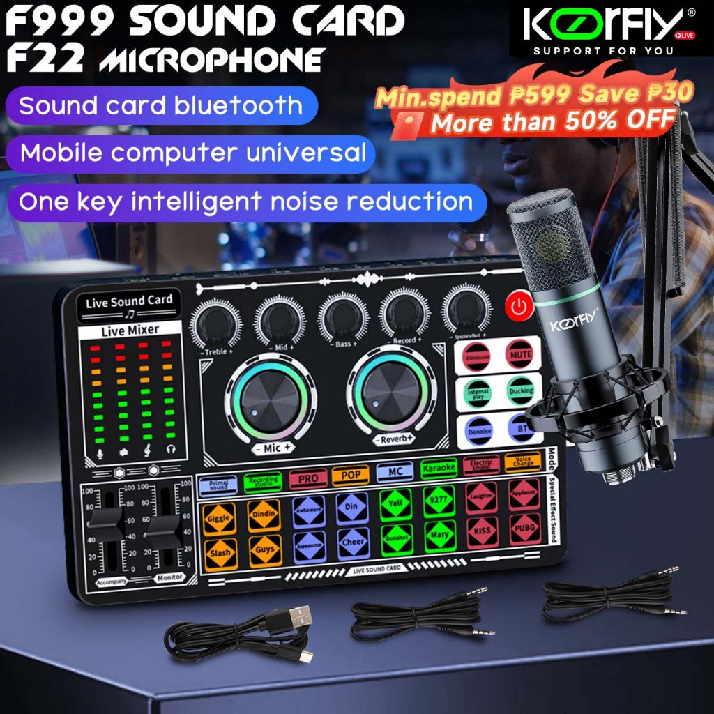Mr.Live 100% Original F999 Sound Card Audio Mixer Live Sound Card Voice ...