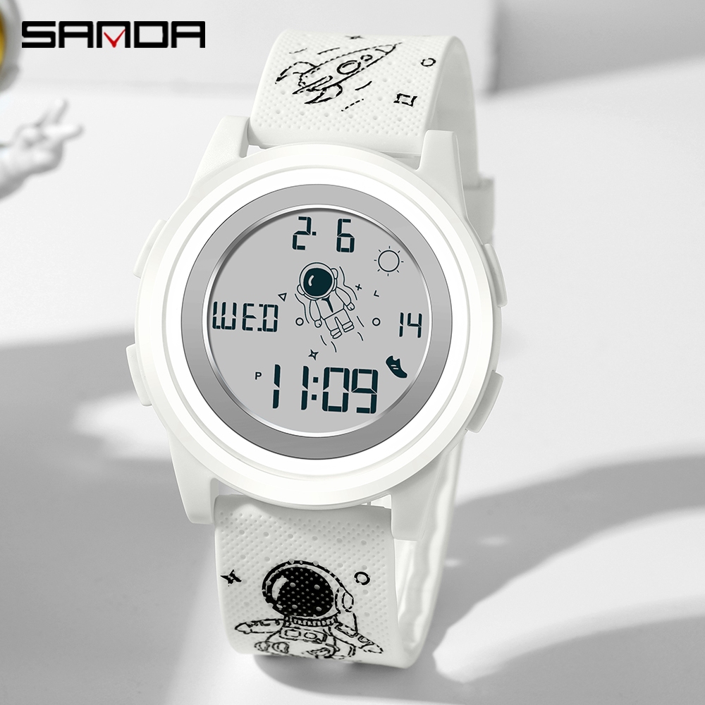 Fashion SANDA Top Brand Men's Electronic Watch Astronaut Cartoon Girl ...