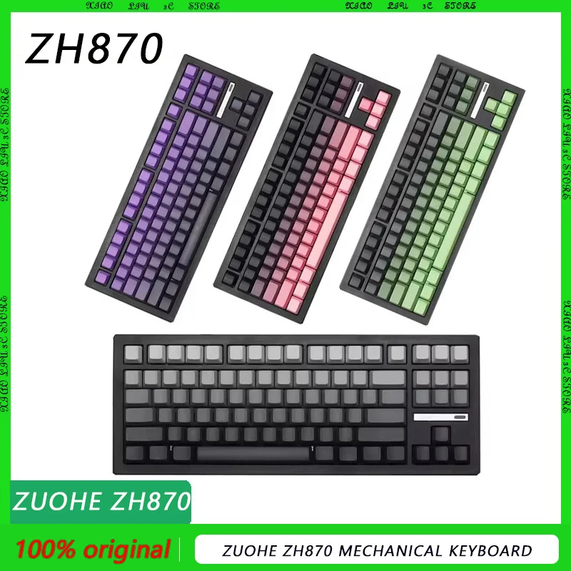 Zuohe | ZH870 Keyboard | Bluetooth/Tri-Mode RGB | Hot-Swap PBT Keycaps ...