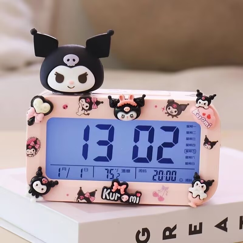 Sanrio Kuromi Electronic Alarm Clock Desktop Battery Type Student Clock ...