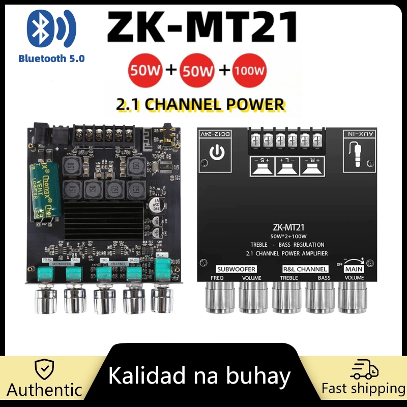 24H Delivery🇵🇭ZK-MT21 Bluetooth 5.0 Subwoofer Amplifier Board 50WX2+100W Power Stereo surround ...