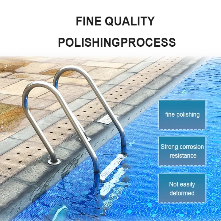 Stainless Steel Swimming Pool Step Ladder with Built-in P Shaped Grab ...