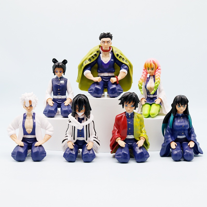 7Pcs/Set Anime Demon Slayer Kneeling Position Kisatsutai Meeting ...
