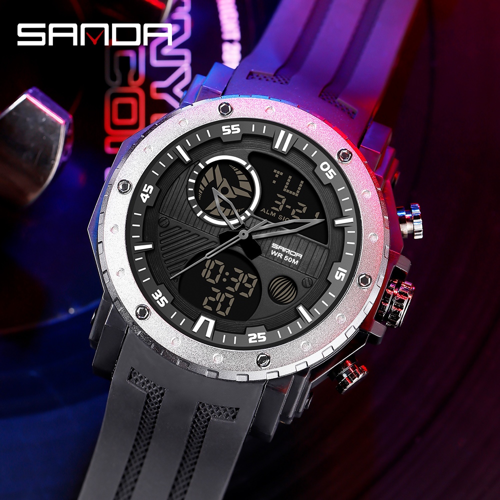 SANDA 6012 Digital LED Watch Men Military Sport Quartz Wristwatch Top ...
