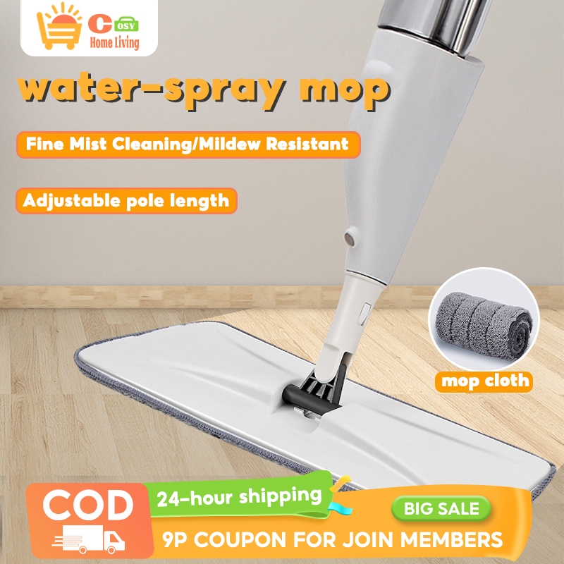 COSY HOMES Water-Spray Mop 360° Rotating Spray Mop Stainless Steel Pole ...