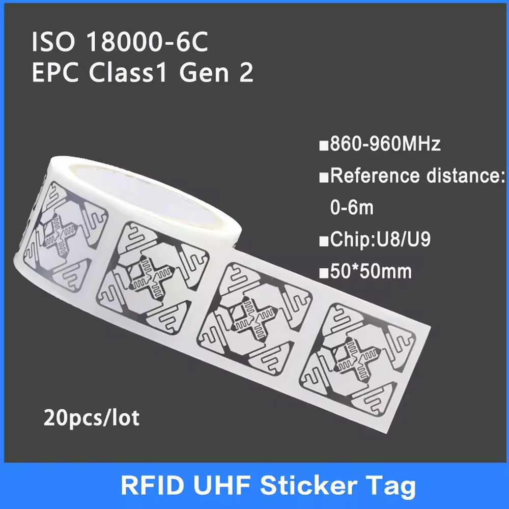 20PCS UHF RFID Wet Inlay Tag 18000-6C 860-960MHz RFID UHF Sticker Label U8/U9 Chip Electronic ...