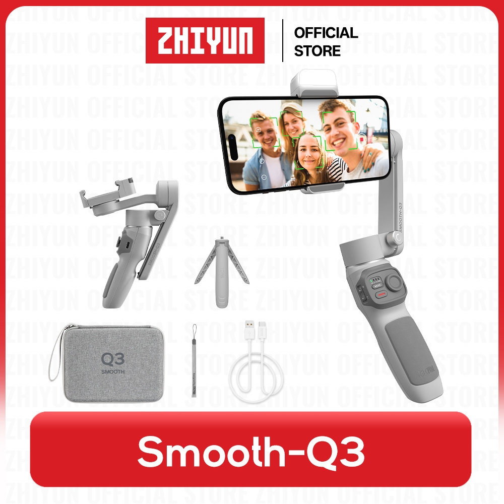 ZHIYUN Smooth Q3, 3-Axis Gimbal Stabilizer for Smartphone with Fill Light and Tripod, Portable ...