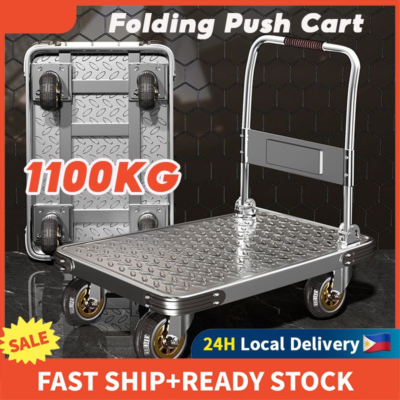【10-year warranty】 Foldable Push Cart Trolley Heavy Duty Platform Can ...