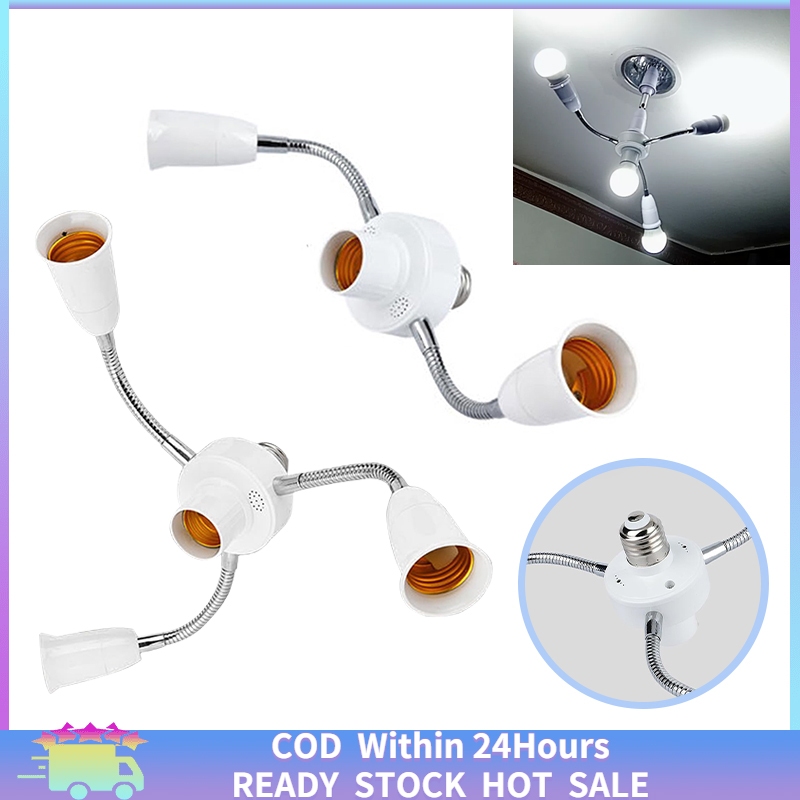 3 in 1 E27 Light Bulb Socket LED Screw Lamp Holder Splitter Adapter ...