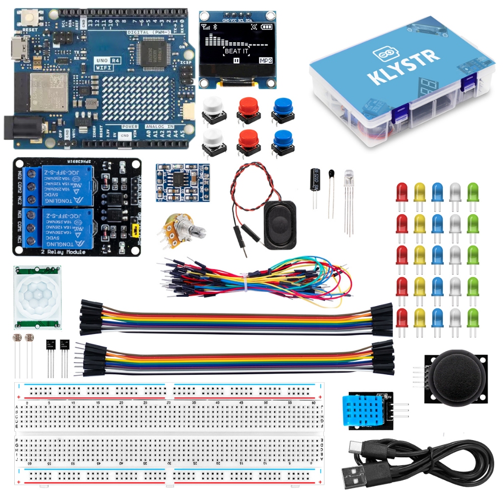 KLYSTR Basic Starter Kit For Arduino UNO R4 with breadboard DHT11 WIFI IOT control | Shopee ...