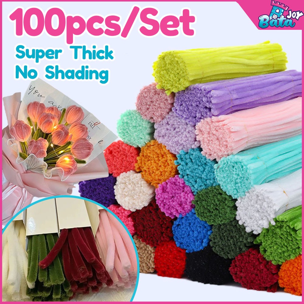 100Pcs Fuzzy Wire Set DIY Handmade Flower Stems Sunflowers Handcraft ...