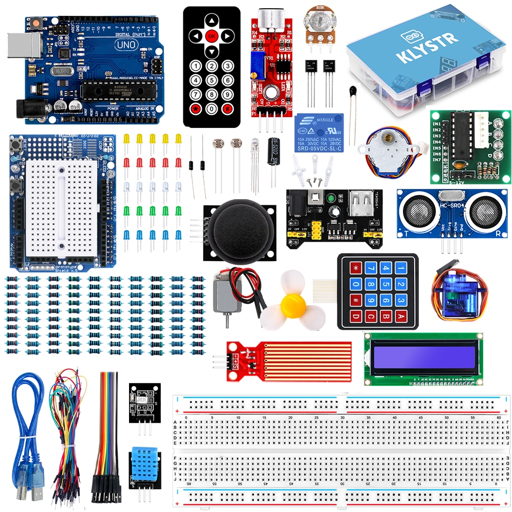 KLYSTR UNO R3 Project Super Starter Kit for Arduino UNO R3 with Tutorial Compatible with Arduino ...