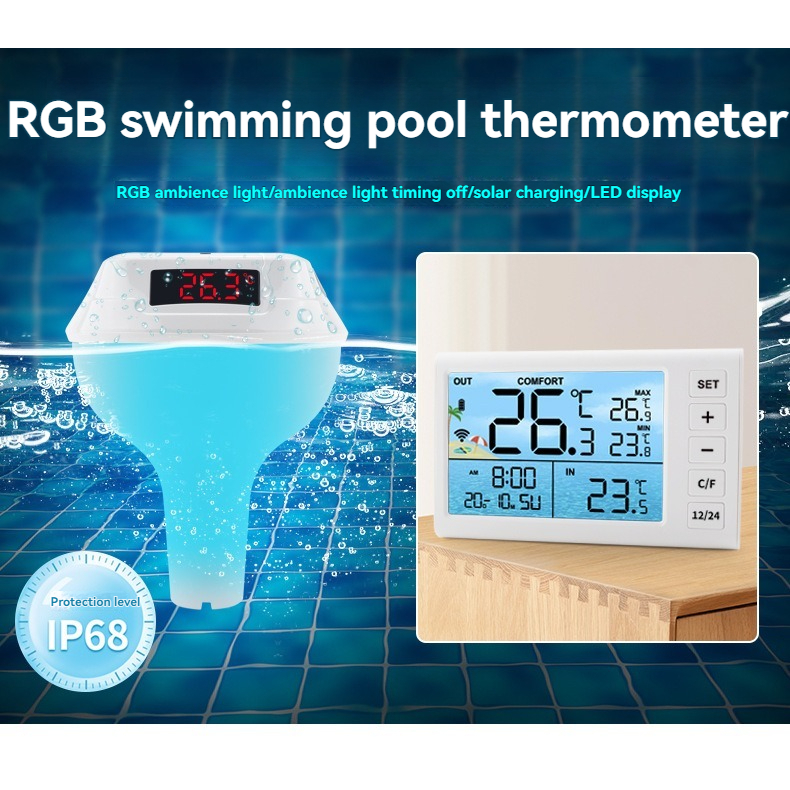 New Wireless Floating Pool Thermometer Solar Pool Thermometer LED ...