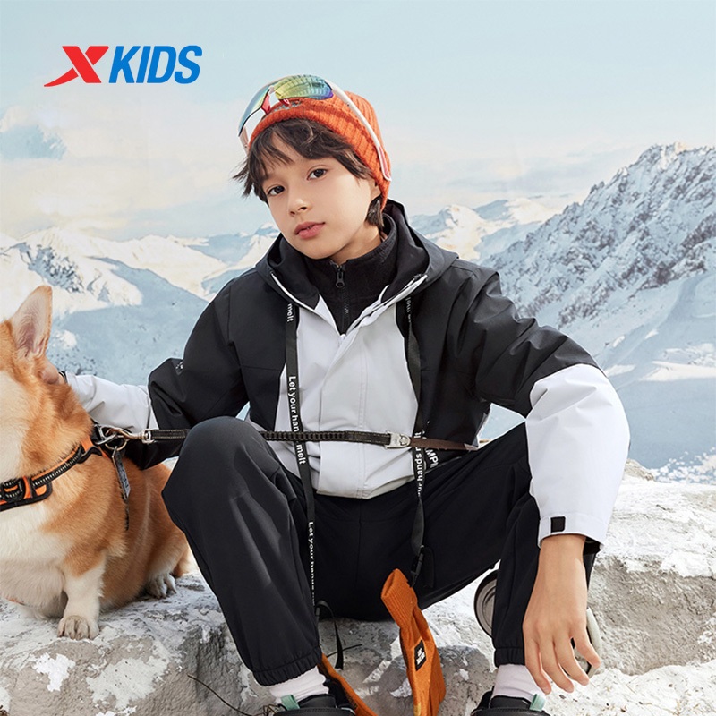 XTEP Children's Jacket Hooded Windproof Three-in-one Jacket Polar ...