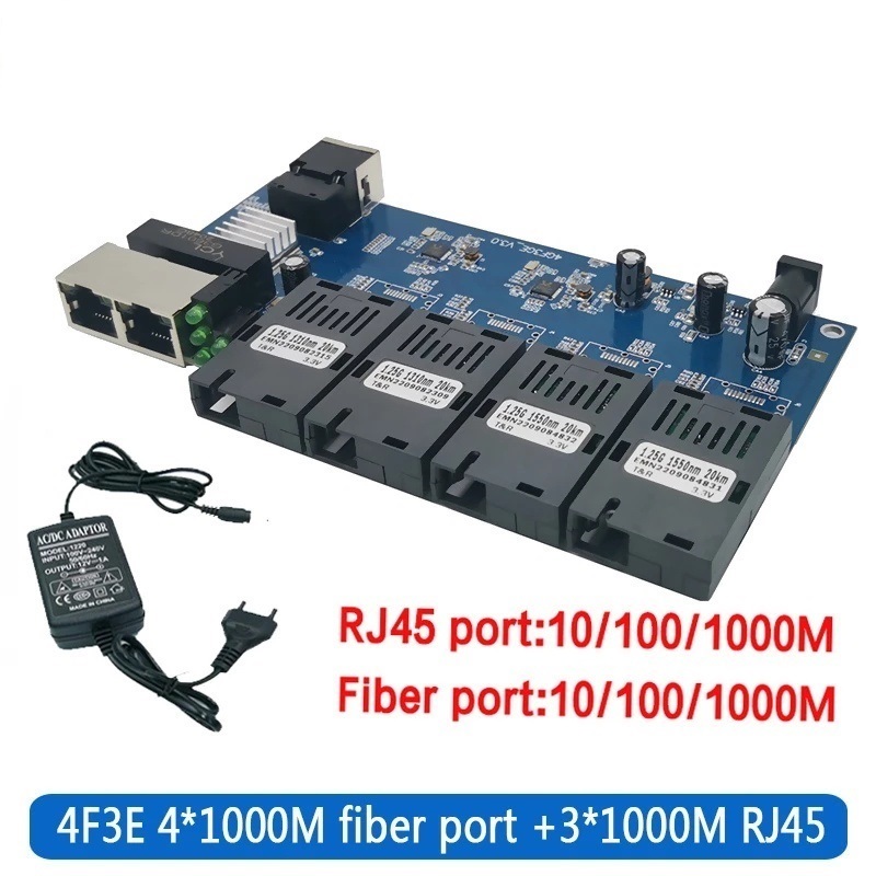 Gigabit Fiber Optic Media Converter SC 100/1000M PCBA Board Singlemode ...