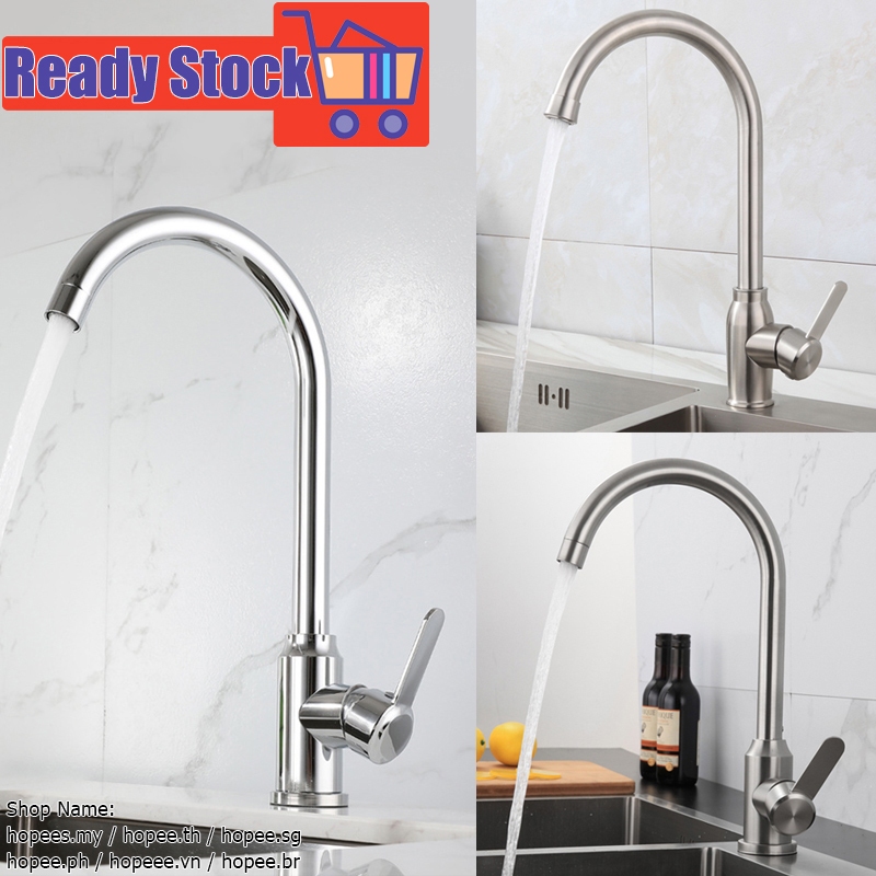Kitchen faucet Sink tap Hot Cold Mixer 304 Stainless Steel Swivel ...