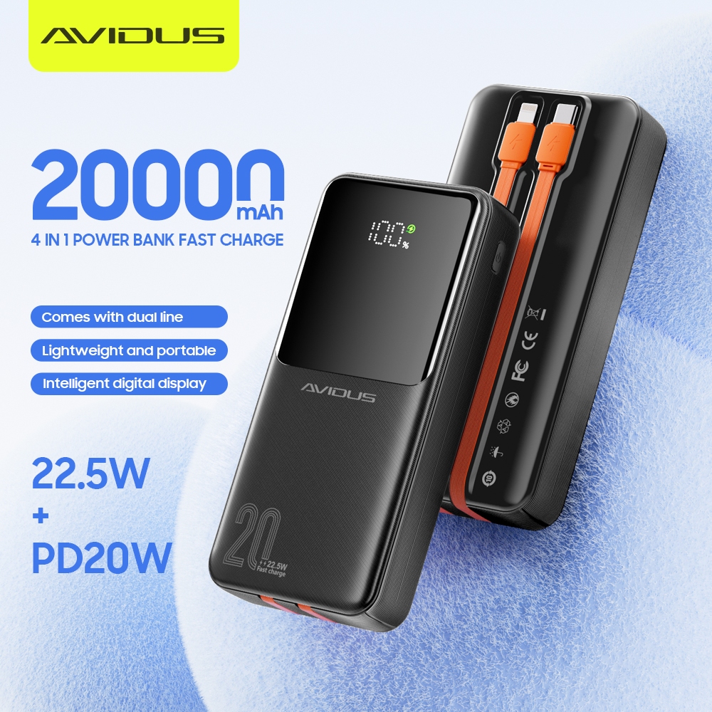 AVIDUS V2 Max 20000mAh 22.5W Fast Charging Powerbank Built-in Dual ...