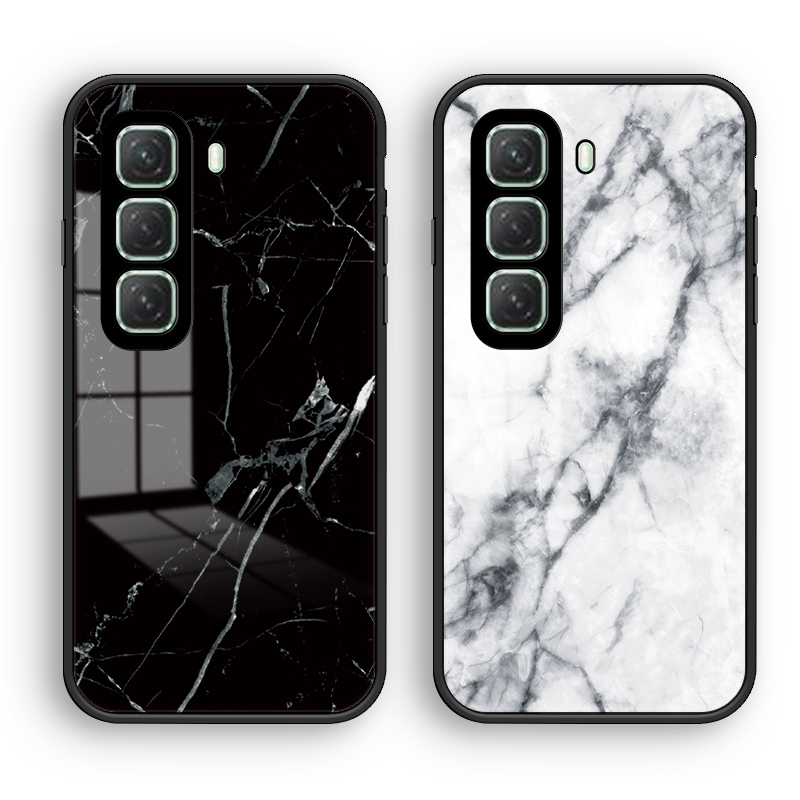 Marble glass phone case. For Infinix Hot 50 4G models. TPU bezel glass ...
