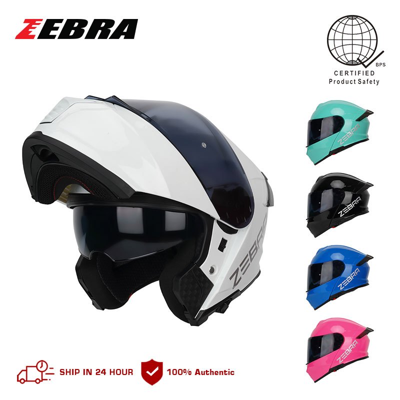 ZEBRA A113 RITZY PLAIN Modular Helmet Dual Visor Motorcycle for Women ...