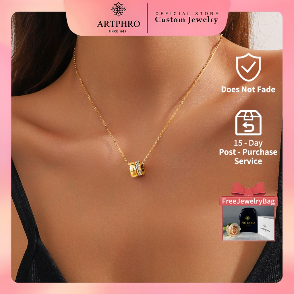 ARTPHRO Double Ring Pendant Necklace for Women | Shopee Philippines