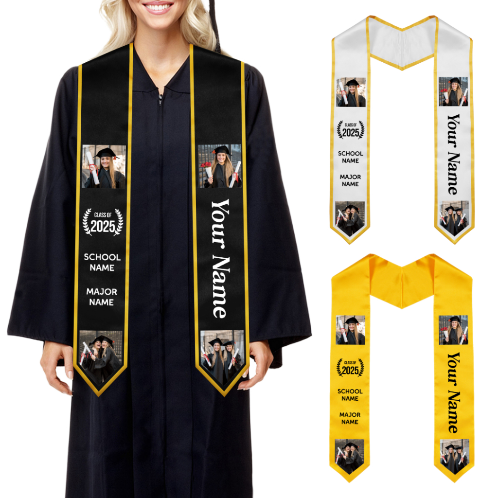 Custom Graduation Stole Class of 2025 Double-Layered Stole Personalized ...