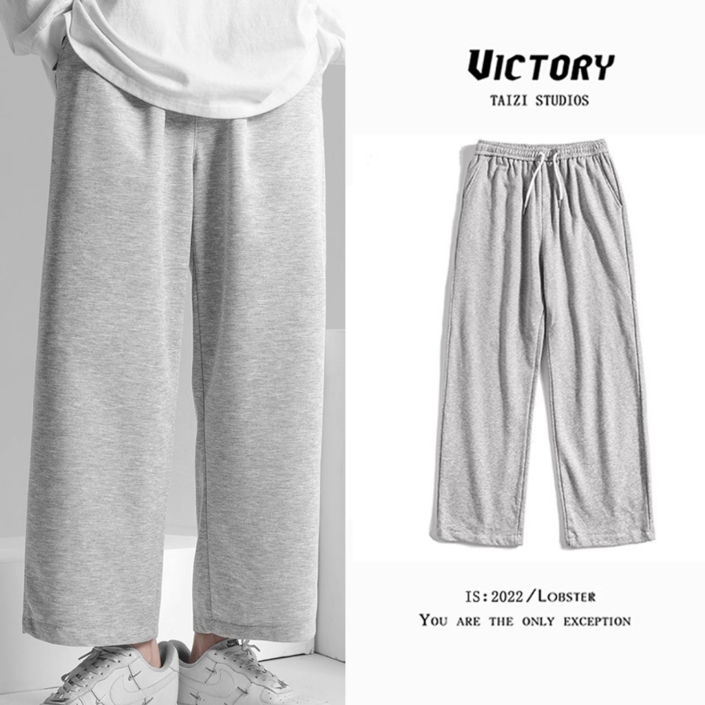 Men'S Korean Slacks Plus Size Straight Cut Pants Summer Black Gray ...