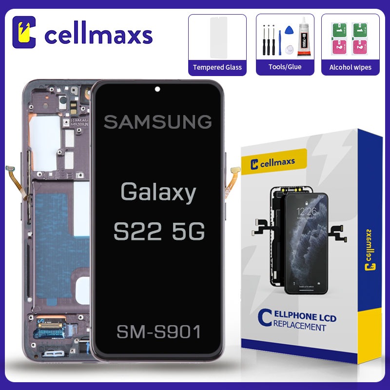For SAMSUNG Galaxy S22 5G S901 SM-S901B SM-S901B/DS SM-S901U LCD Touch Screen Replacement With ...