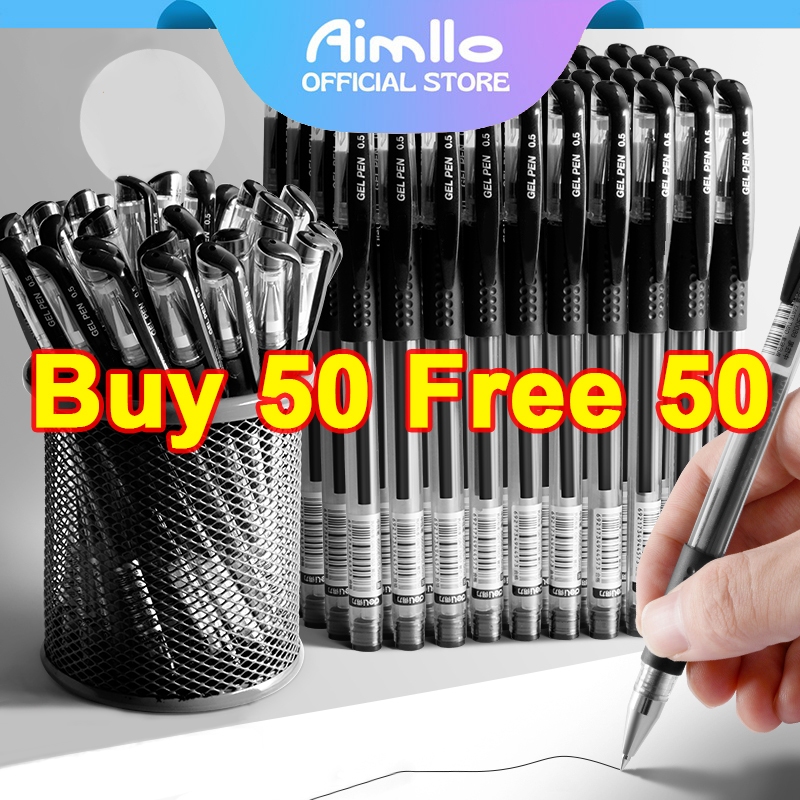 100 Pcs Gel Pen Ballpen Set Black Refill Sign Pens 0.5 mm Ball Pen ...