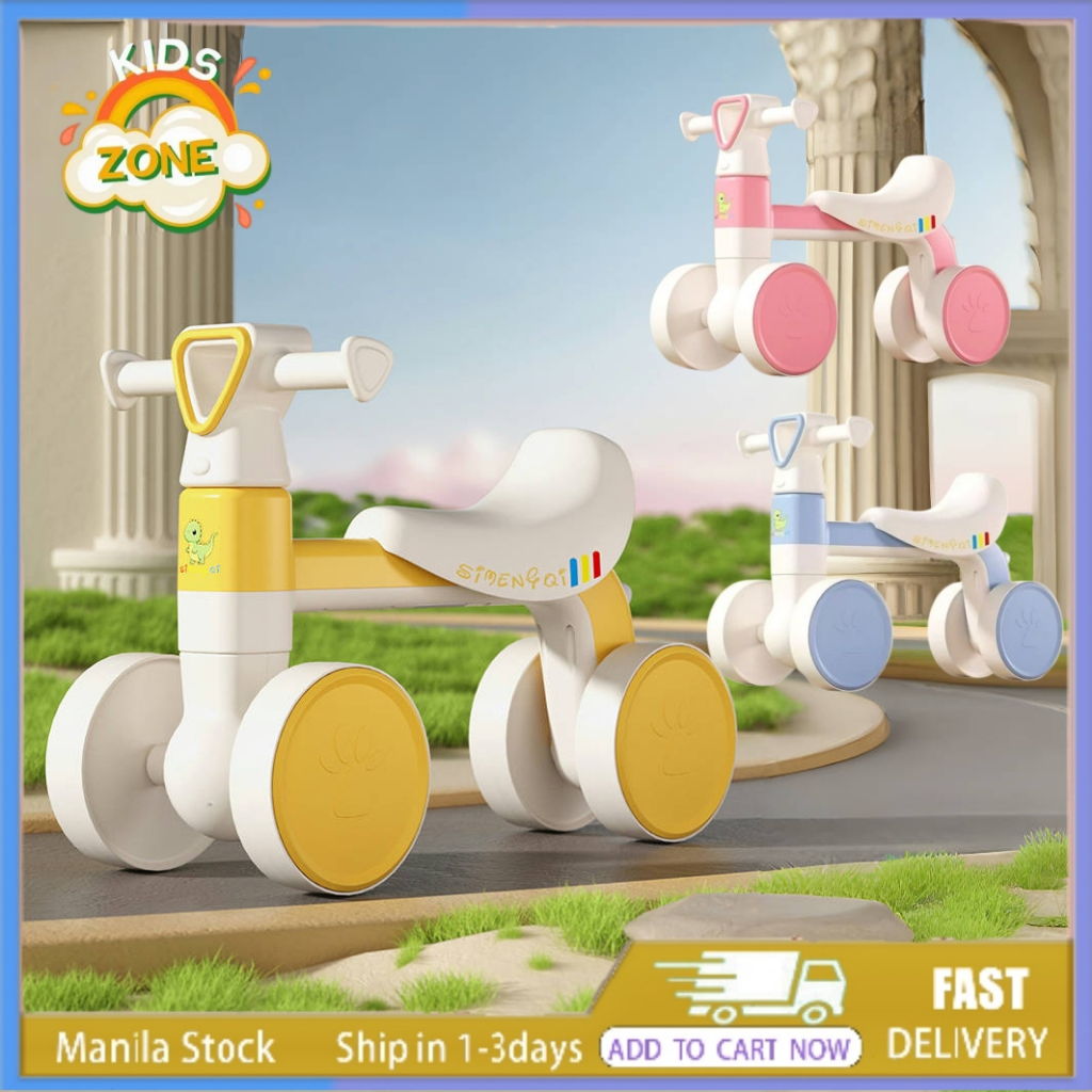 KIDS ZONE Balance Bike For Kids Pedal-Free Mini Bike With Four Wheels ...