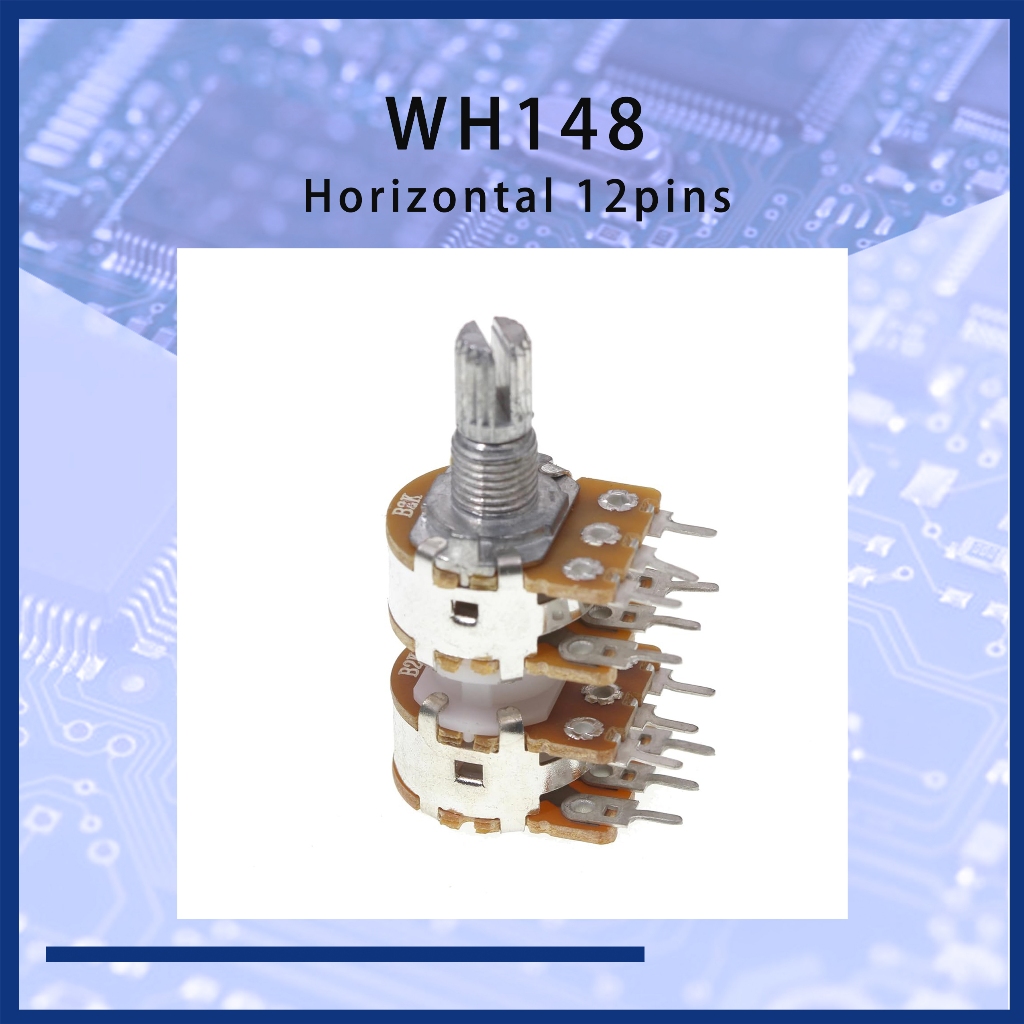 2PCS WH148 Horizontal Quad Gang 12 Pins Potentiometer 100K 10K 1K 1M ...