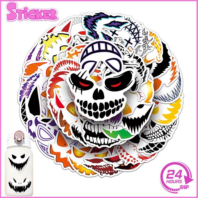50PCS Funny Horror Ghost Face Stickers Waterproof DIY Fashion Decals ...