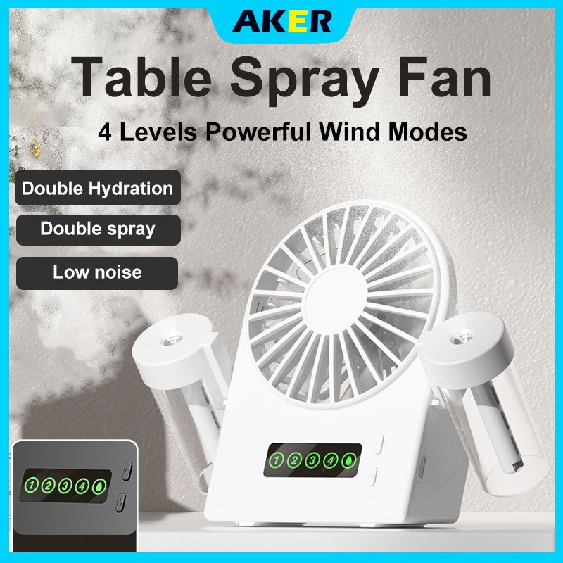 Aker Portable Desk Fan Rechargeable Small Mini Electric Table Fan ...