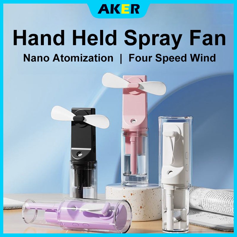 Aker Portable Desk Fan Rechargeable Small Mini Electric Fan Humidifier ...