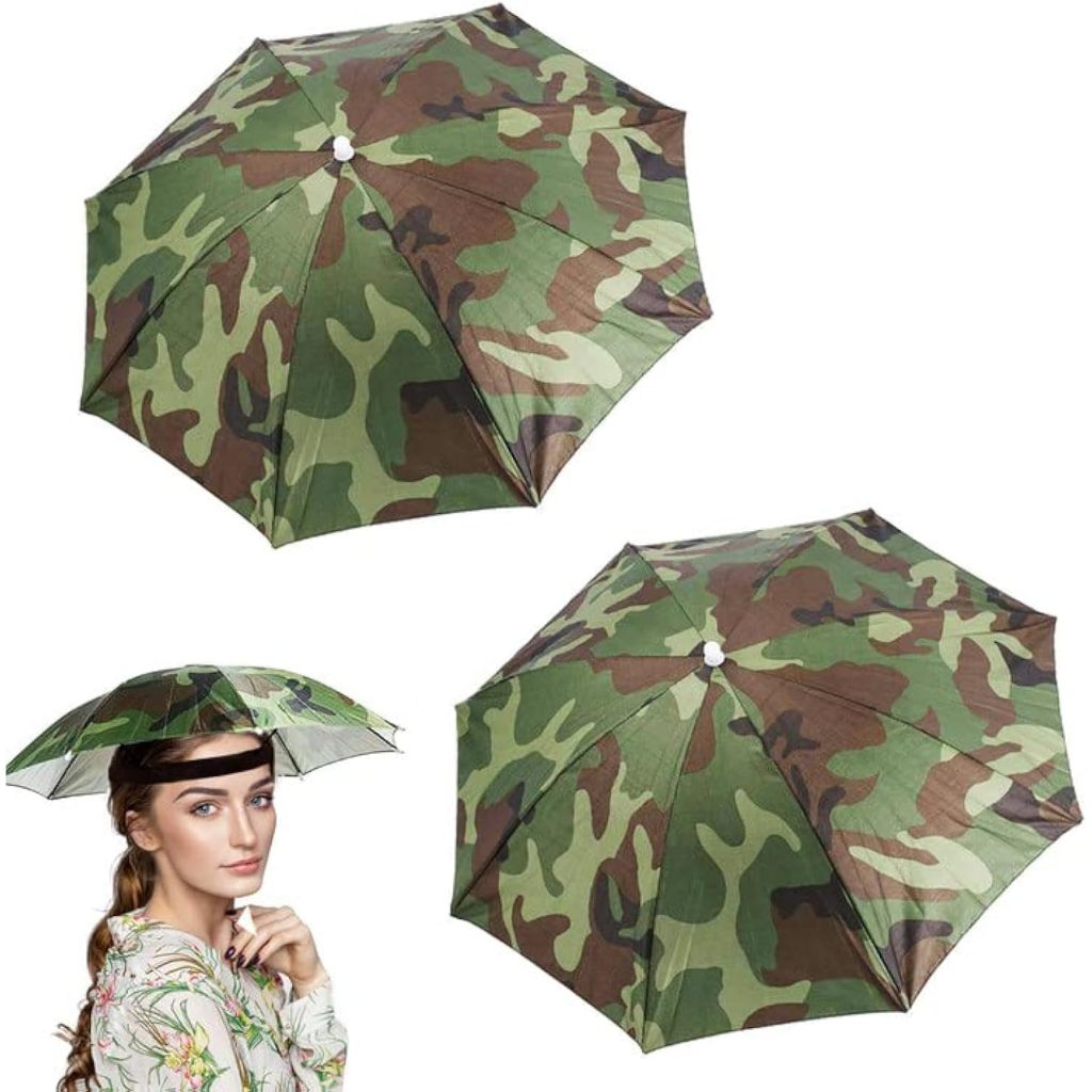 1pcs Head Umbrella Hats with Elastic Bands, Camo Funny Umbrella Hat ...