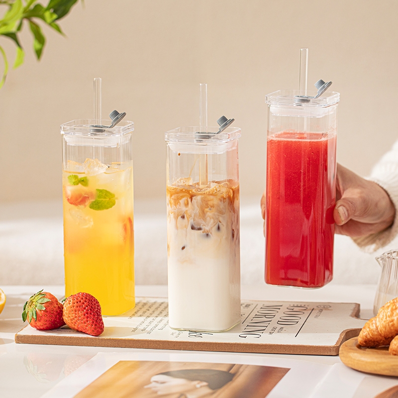 KEMORELA 6PCS, Square Drinking Glass Cups, Old Fashioned Glasses, 17 Oz ...