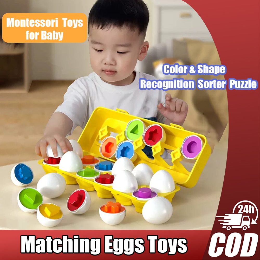 Matching Eggs 12 pcs Set,Color & Shape Recoginition Sorter Puzzle for ...
