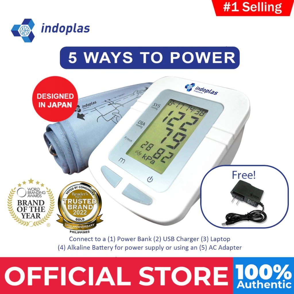 Indoplas Blood Pressure Monitor BP105 - FREE Adapter | Shopee Philippines