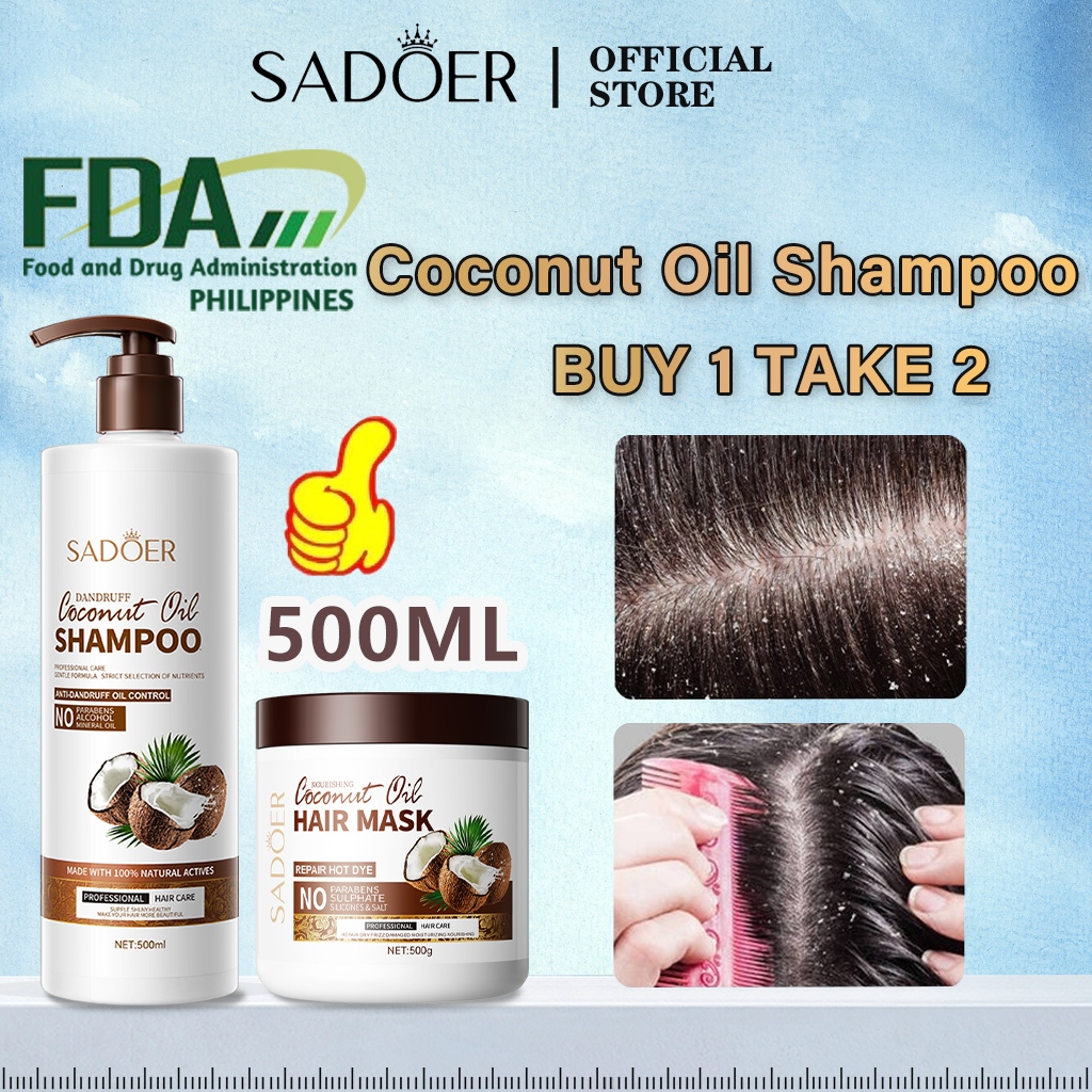 SADOER Coconut Oil Shampoo Deep Cleaning Get Rid of Dandruff Repair Damage Moisturizing Shampoo ...