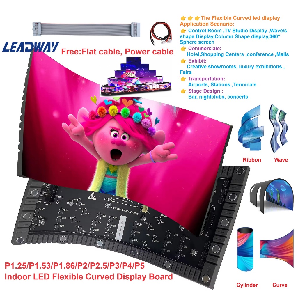 P2 P2.5 P3 P4 P5 Indoor LED Flexible Wall Screen Panel LED Customized ...