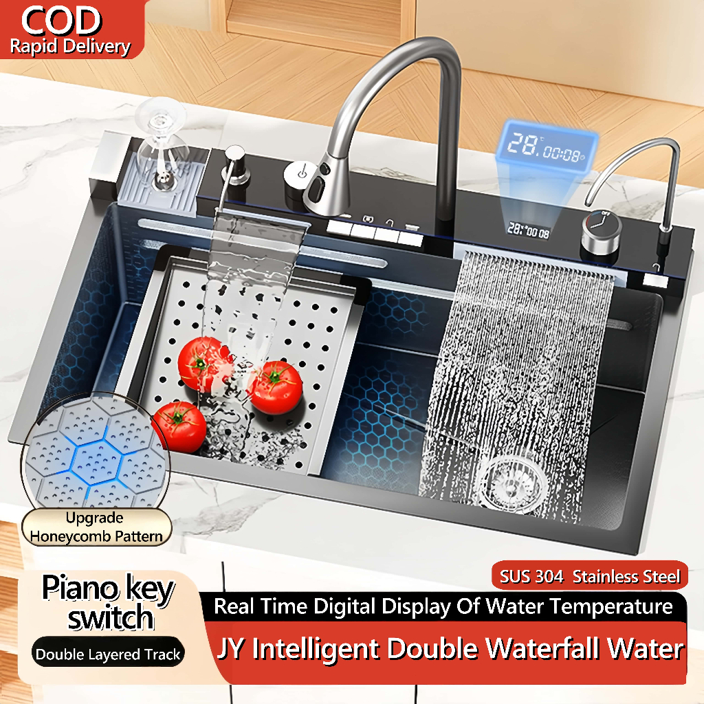 Modern Smart Black Lababo Kitchen Sink Stainless Set With Faucet 304 ...