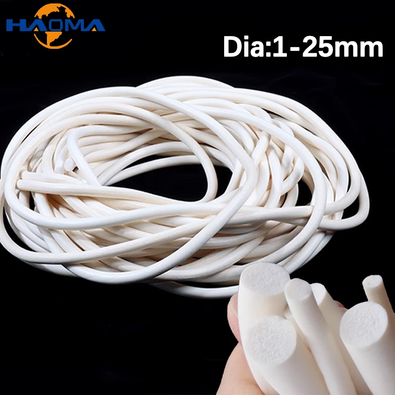 1/5/10M Silicone Rubber Foamed Strip Round Dia1-25mm White Sponge ...