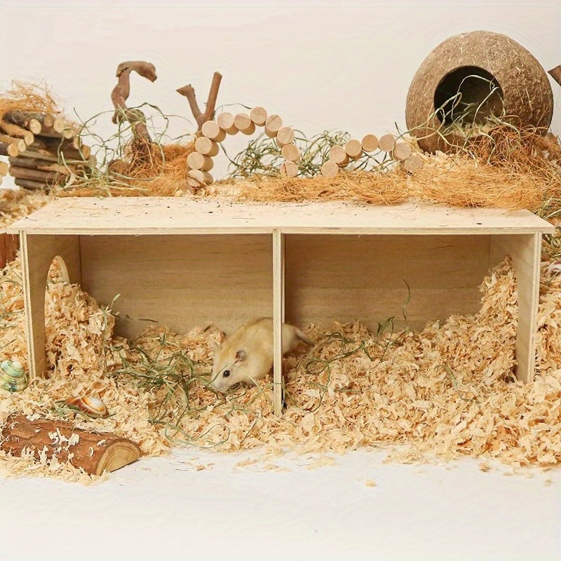 Fullpets Hamster Hideout House - Solid Wood Pet Habitat with Chew ...