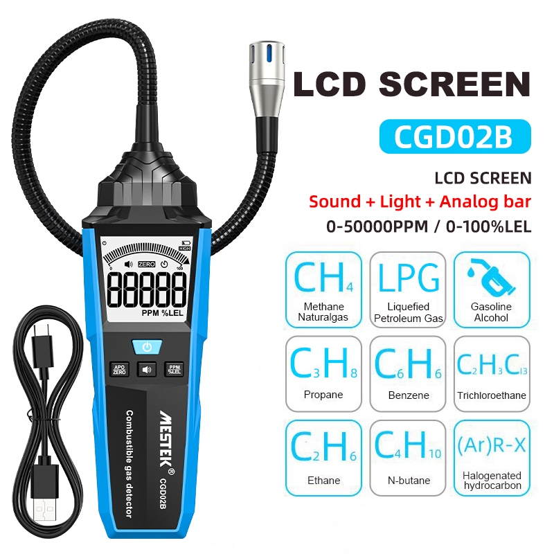 Combustible Gas Detector with Bendable Probe 5,000PPM/100% LEL ...