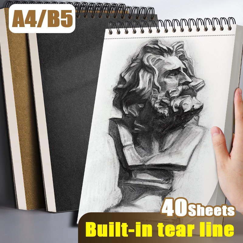 A4/B5 Sketchbook Thickened 160g Sketch Pad Black Kraft Blank Drawing ...