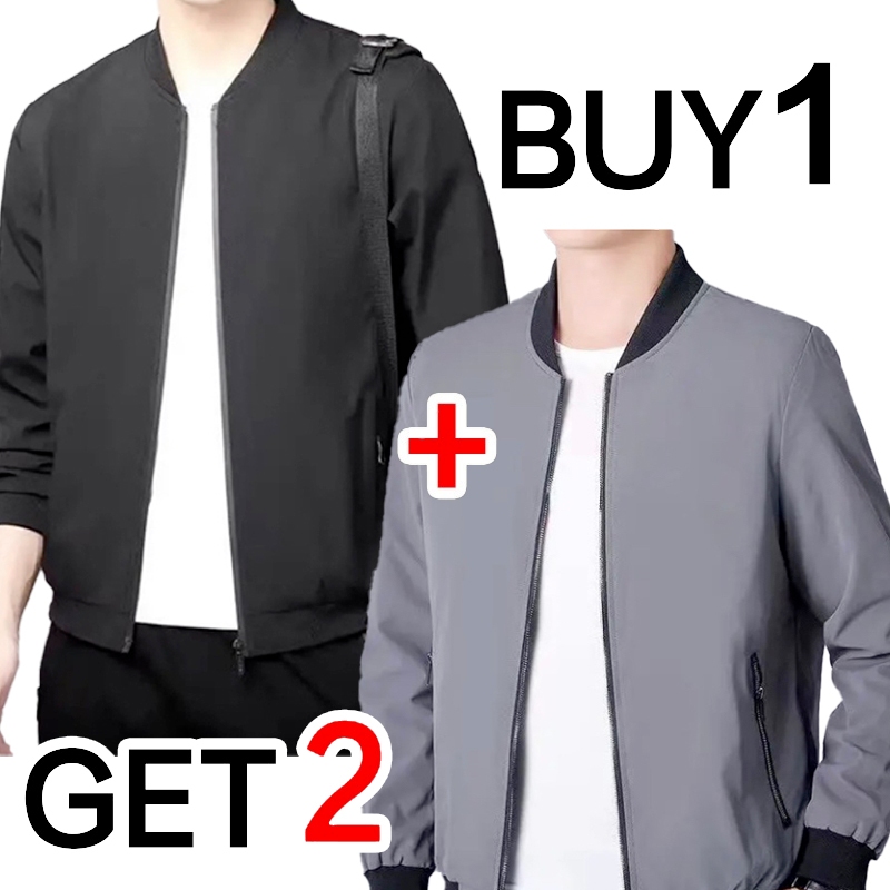 WQ 【BUY 1 GET 2】 Plain Bomber Jacket For Men Unisex High Quality ...