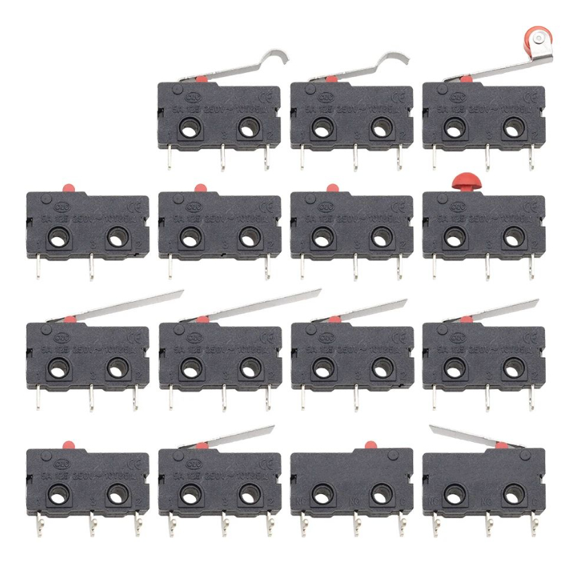 20pcs Mini Micro Limit Switch KW12 NO NC 3 Pins PCB Terminals SPDT 5A 125V 250V Roller Arc lever ...