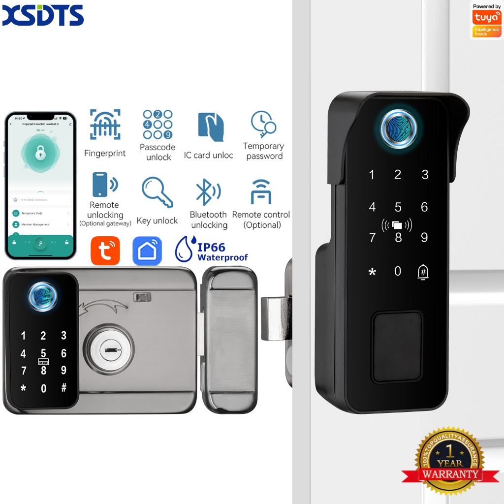 XSDTS Tuya Bluetooth App Support WiFi Waterproof Smart Door Lock Outdoor Gate Double-sided ...