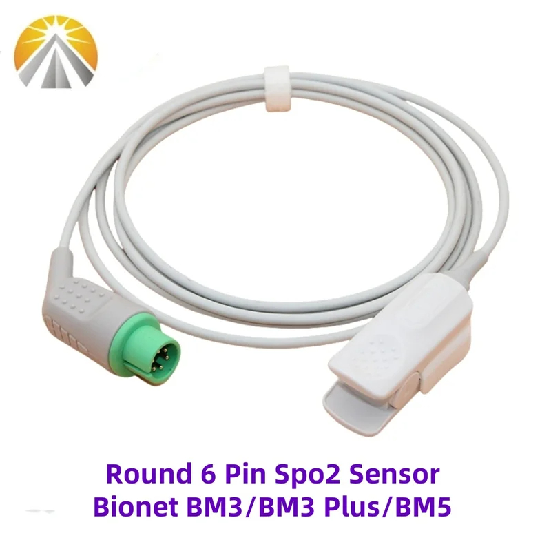Round 6 Pin Reusable SpO2 Sensor for Bionet BM3 BM5 BM7 Plus Pulse ...