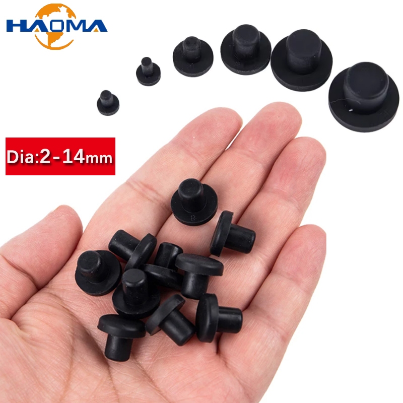 2/5/10Pcs Black Solid Rubber Hole Caps 3-14mm High Temperature ...