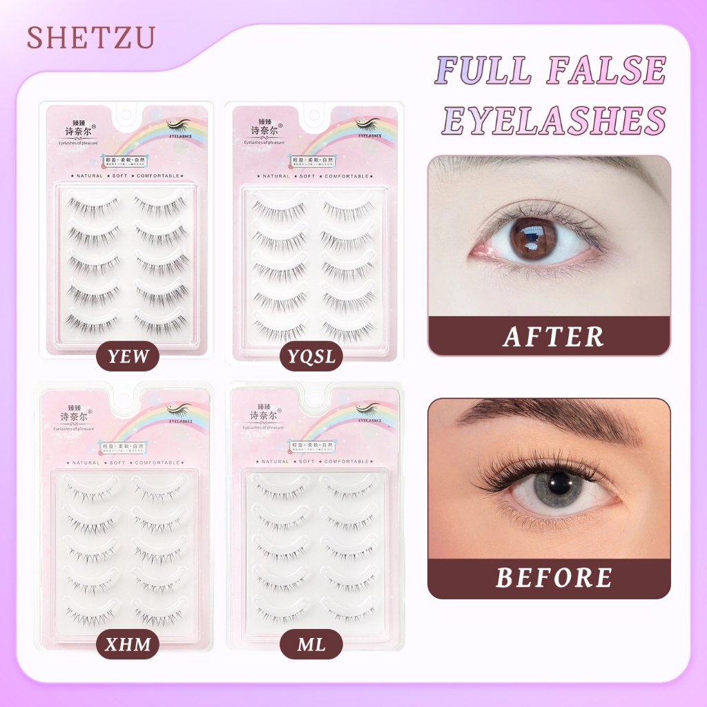 SHETZU 5 Pairs Lower Lashes False Eyelashes Ultra Natural Soft Under ...